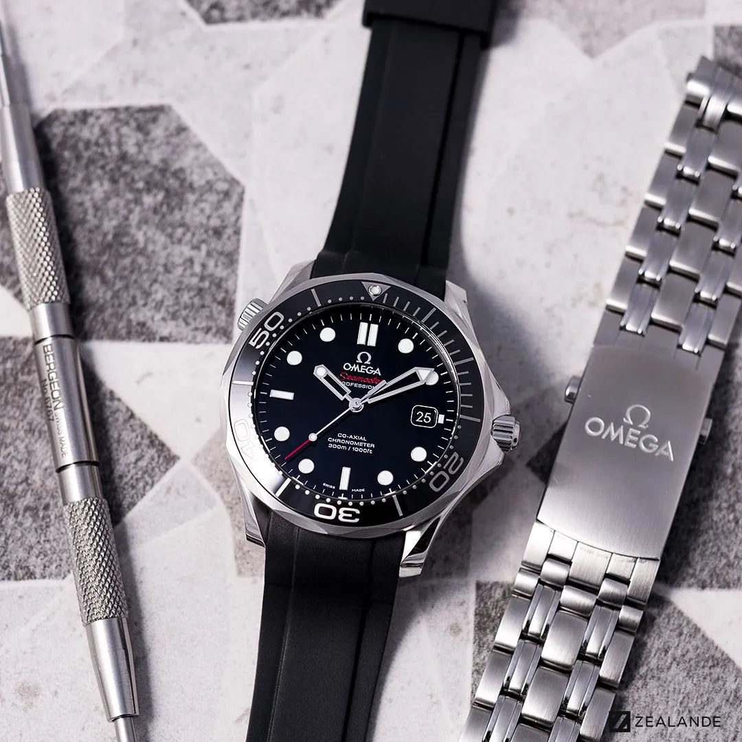 Rubber Strap Omega Seamaster Diver 300m Co-Axial 41mm Black - ZEALANDE