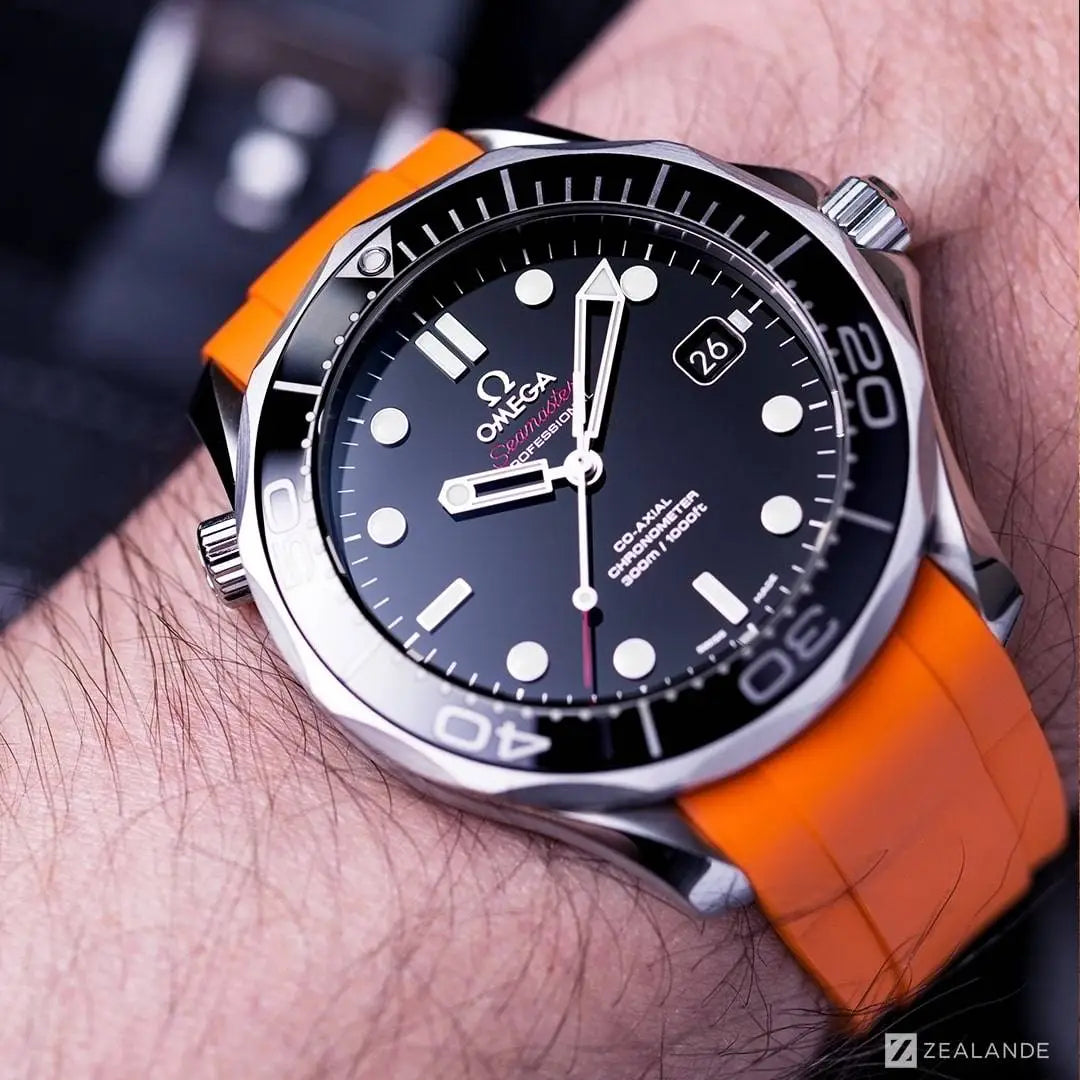 Rubber Strap Omega Seamaster Diver 300m Co-Axial 41mm Black - ZEALANDE