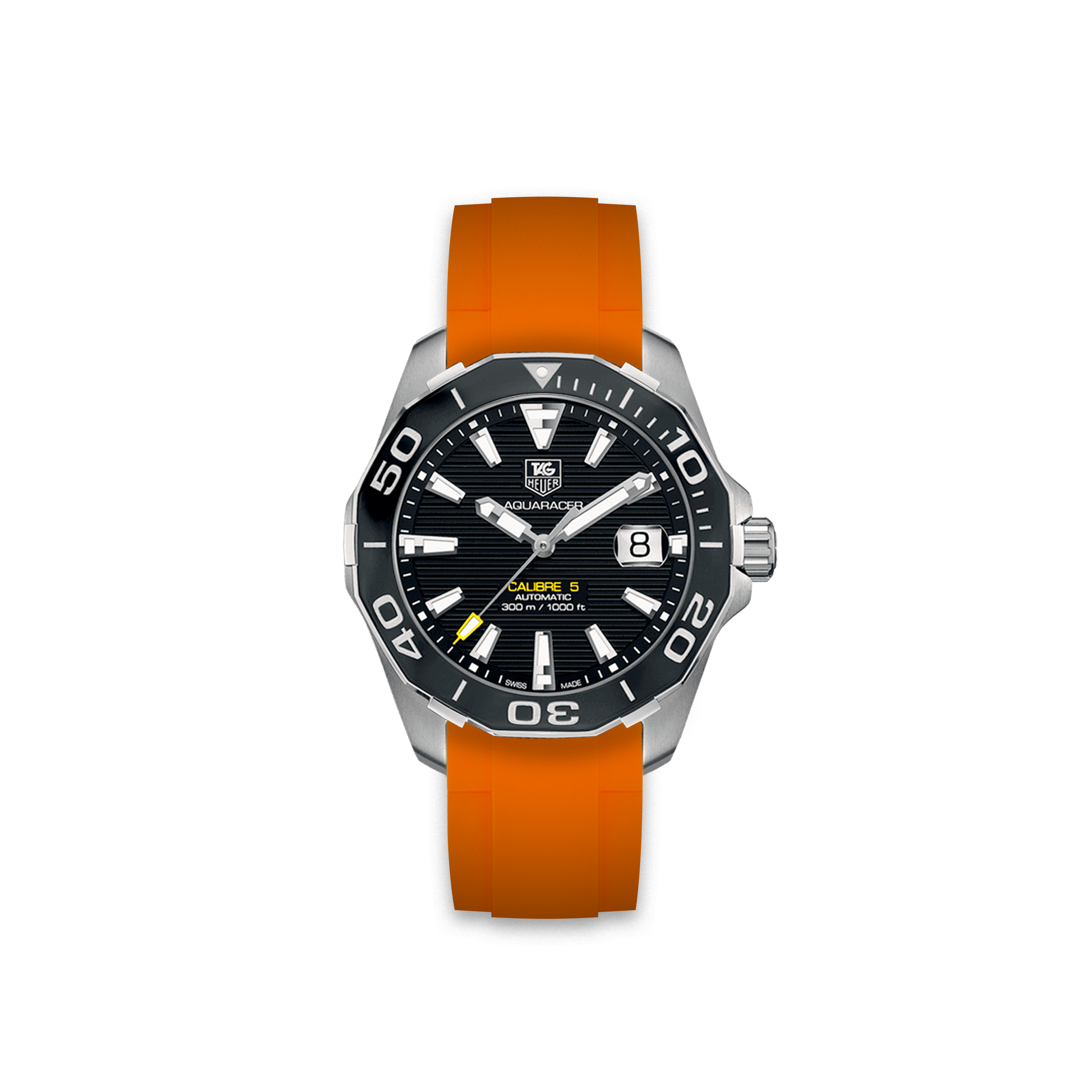 Rubber Strap for Tag Heuer Aquaracer Calibre 5 Black Bezel - ZEALANDE