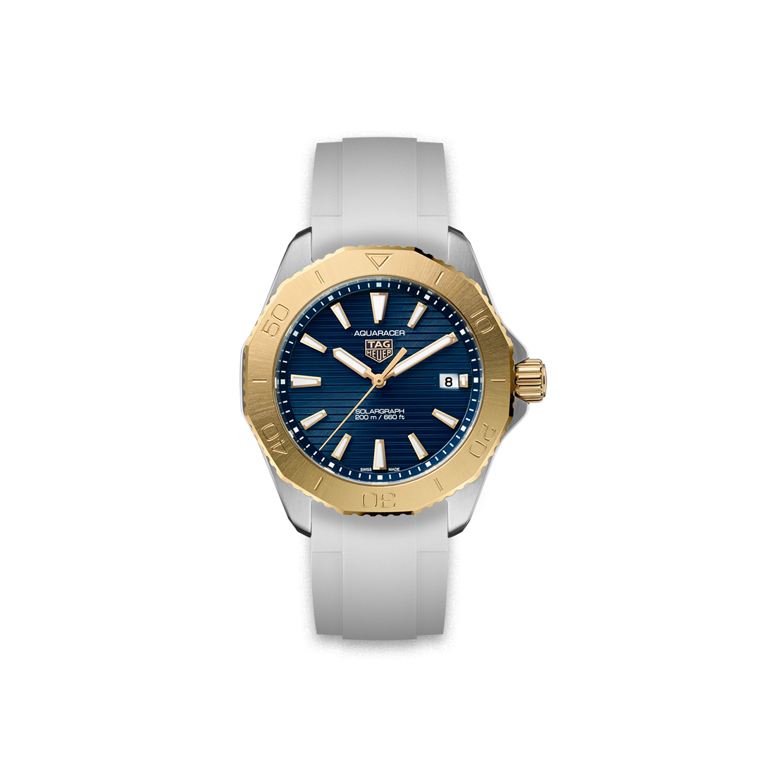 Correa de caucho Tag Heuer Aquaracer Pro 200 Solargraph Azul y Oro ...