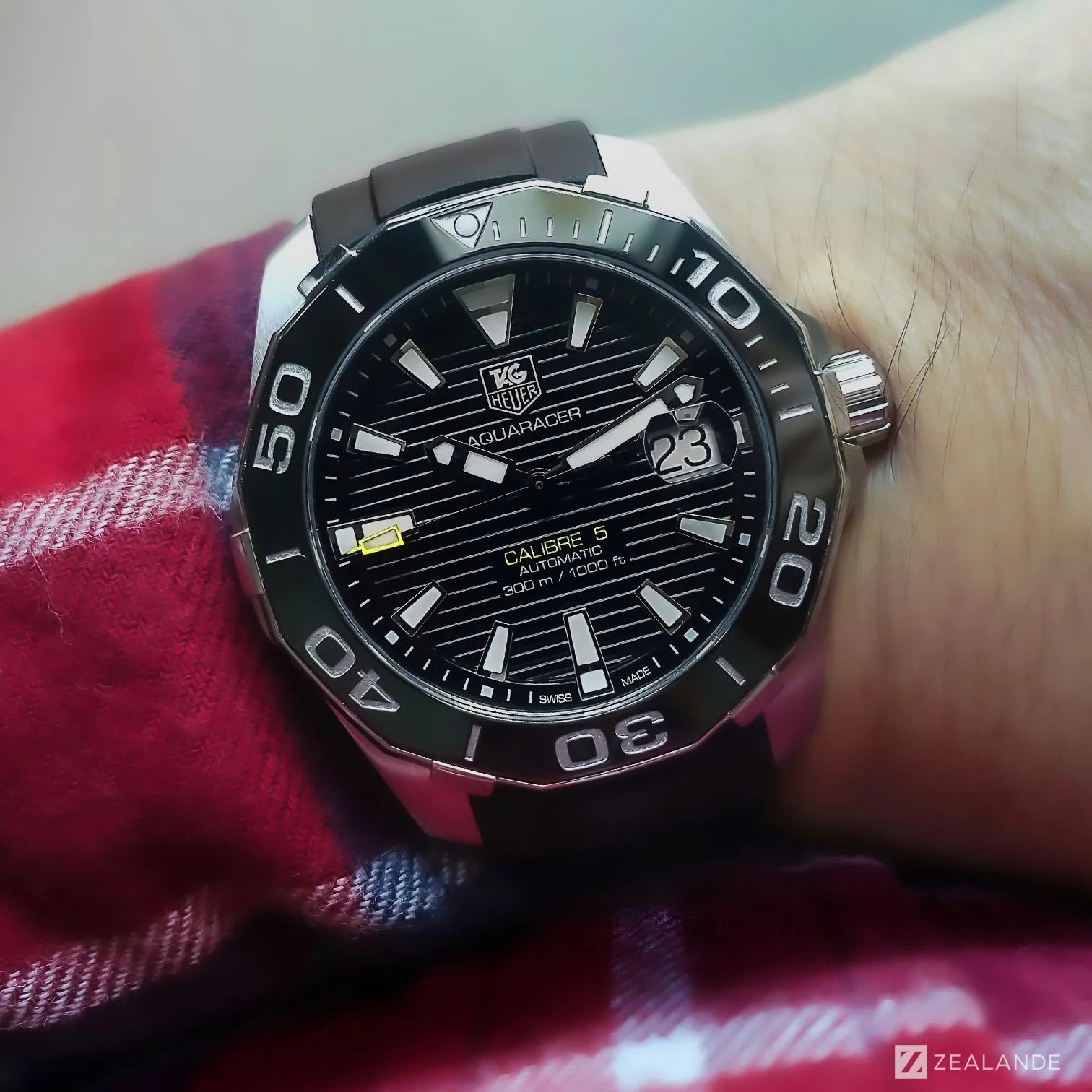 Rubber Strap for Tag Heuer Aquaracer Calibre 5 Black Bezel - ZEALANDE